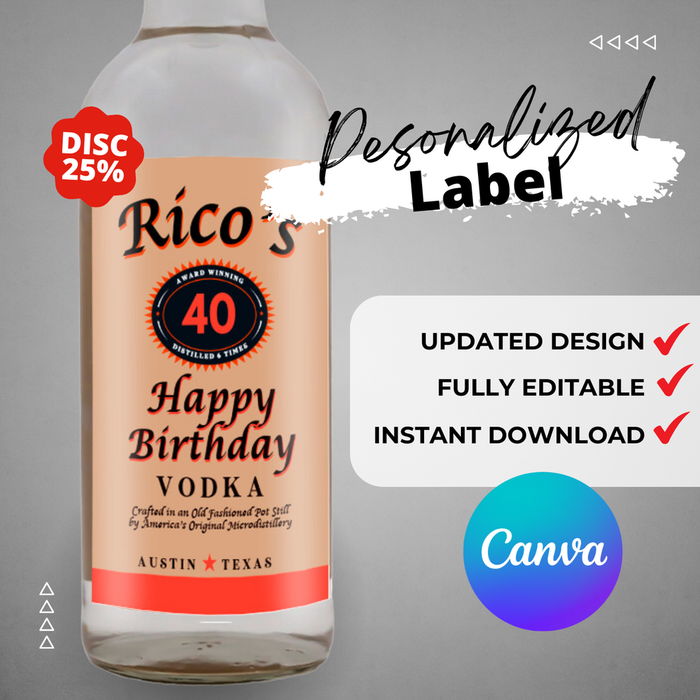 Printable Tito's Vodka label editable Customize – CustomCraftedbyBella