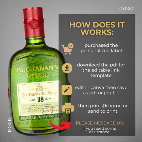Printable Buchanan Deluxe Whisky Customized editable – CustomCraftedbyBella