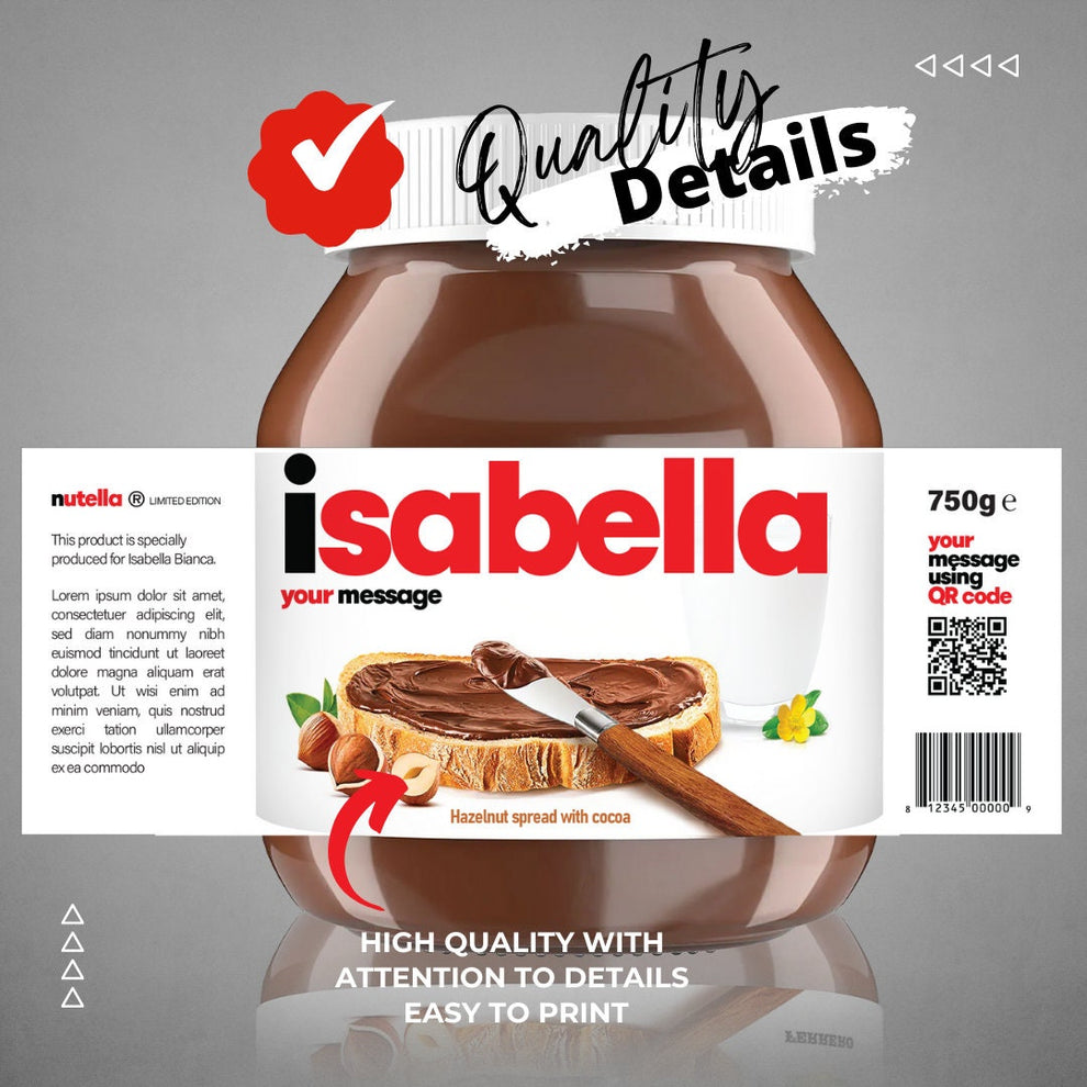 Printable Nutella Chocolate Spread Label – CustomCraftedbyBella