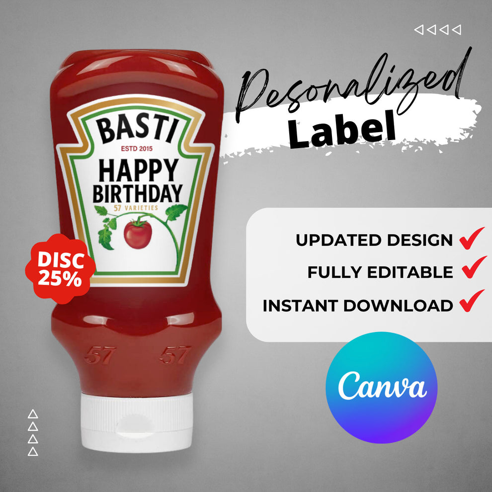 Printable Heinz Tomato Ketchup label editable – CustomCraftedbyBella