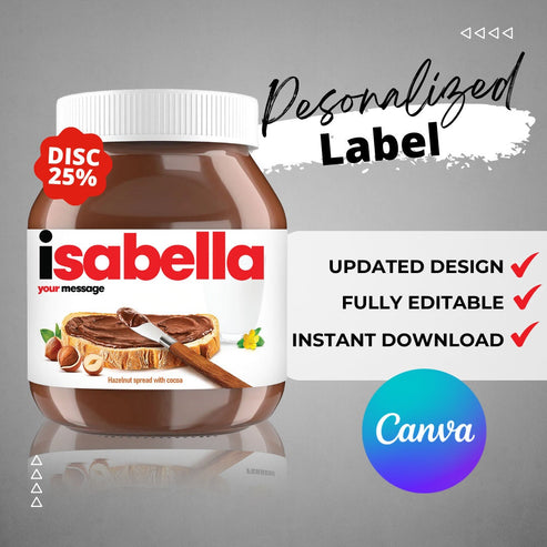 Printable Nutella Chocolate Spread Label – CustomCraftedbyBella
