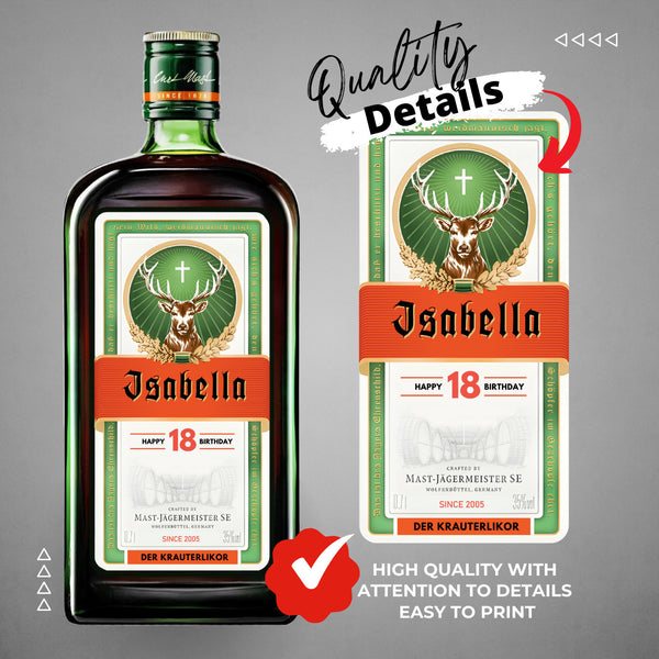 Printable Jagermeister label editable – CustomCraftedbyBella