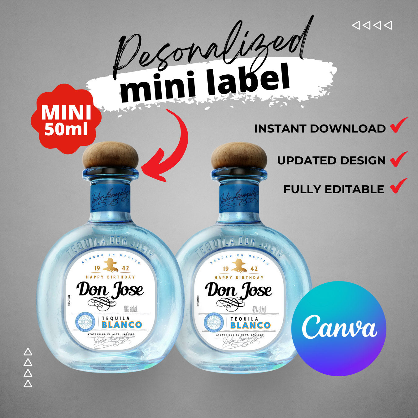 Printable Don Julio Tequila Blanco label mini 50ml editable ...