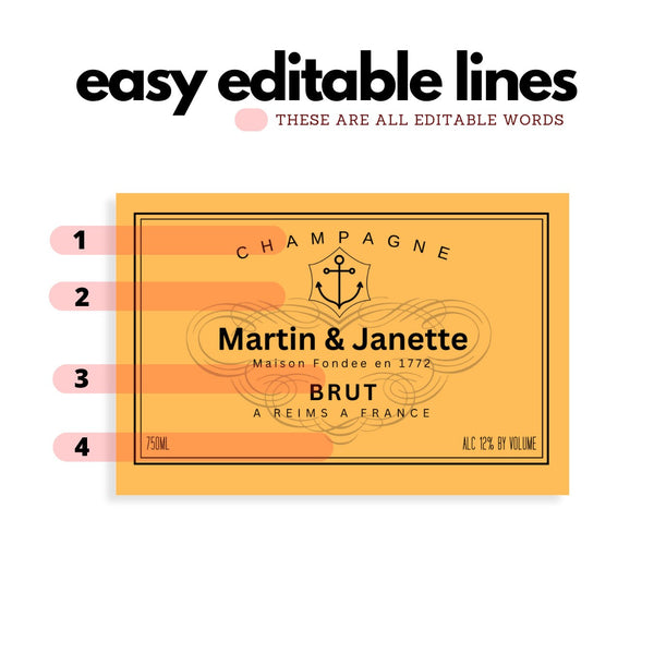 Printable Champagne label editable – CustomCraftedbyBella