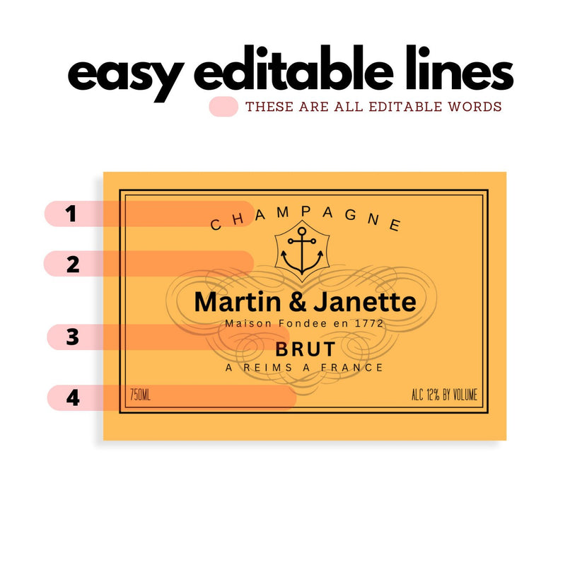 Printable Champagne label editable – CustomCraftedbyBella