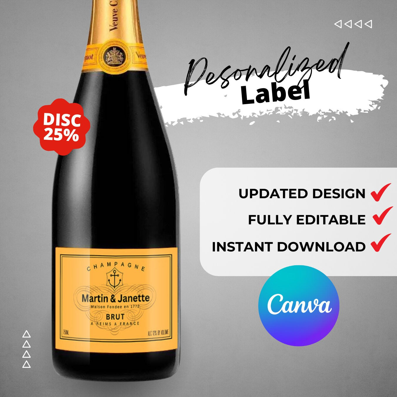 Printable Champagne label editable – CustomCraftedbyBella